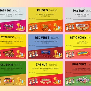 50 Individual Candy Bar Awards - Candy Bar Award Certificates ...