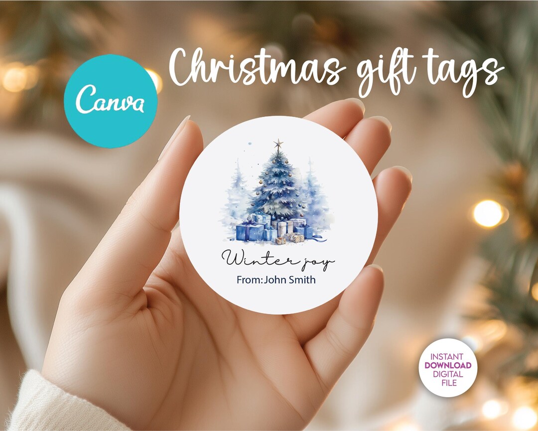Editable Christmas Gift Tags | Winter Joy Canva Template (digital ...