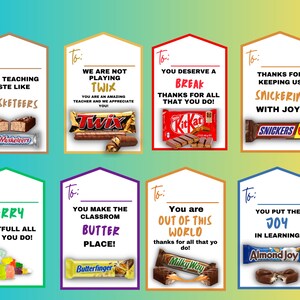 50 Teacher Appreciation Candy Gift Tag, Teacher Appreciation Gift Tag ...