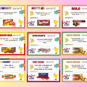 Cheer Team Candy Bar Award Certificates Cheerleader Candy Bar Awards ...