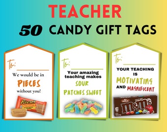 INSTANT DOWNLOAD, 18 Teacher Appreciation Candy Gift Tag, Teacher ...