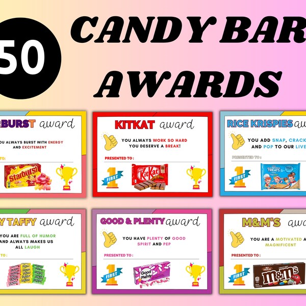 Candy Bar Awards - Etsy