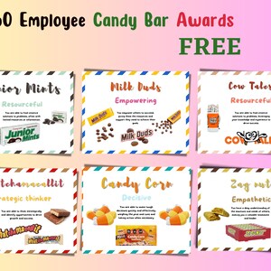 50 Employee Candy Bar Gift Tags, Employee Appreciation Tag Bundle ...