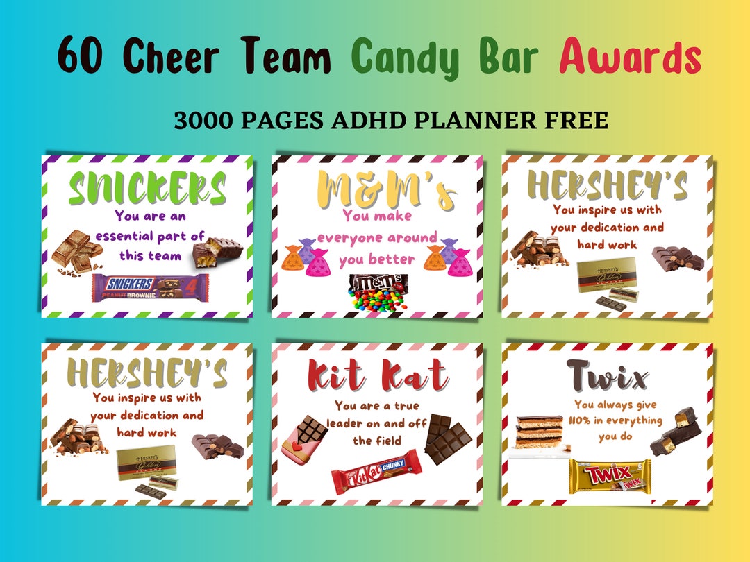 Cheer Team Candy Bar Award Certificates Cheerleader Candy Bar Awards ...