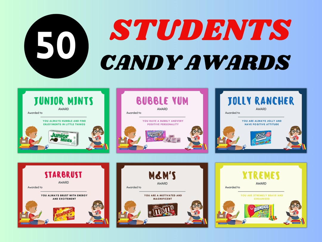 Student Candy Bar Awards Class Candy Bar Award Certificates - Etsy