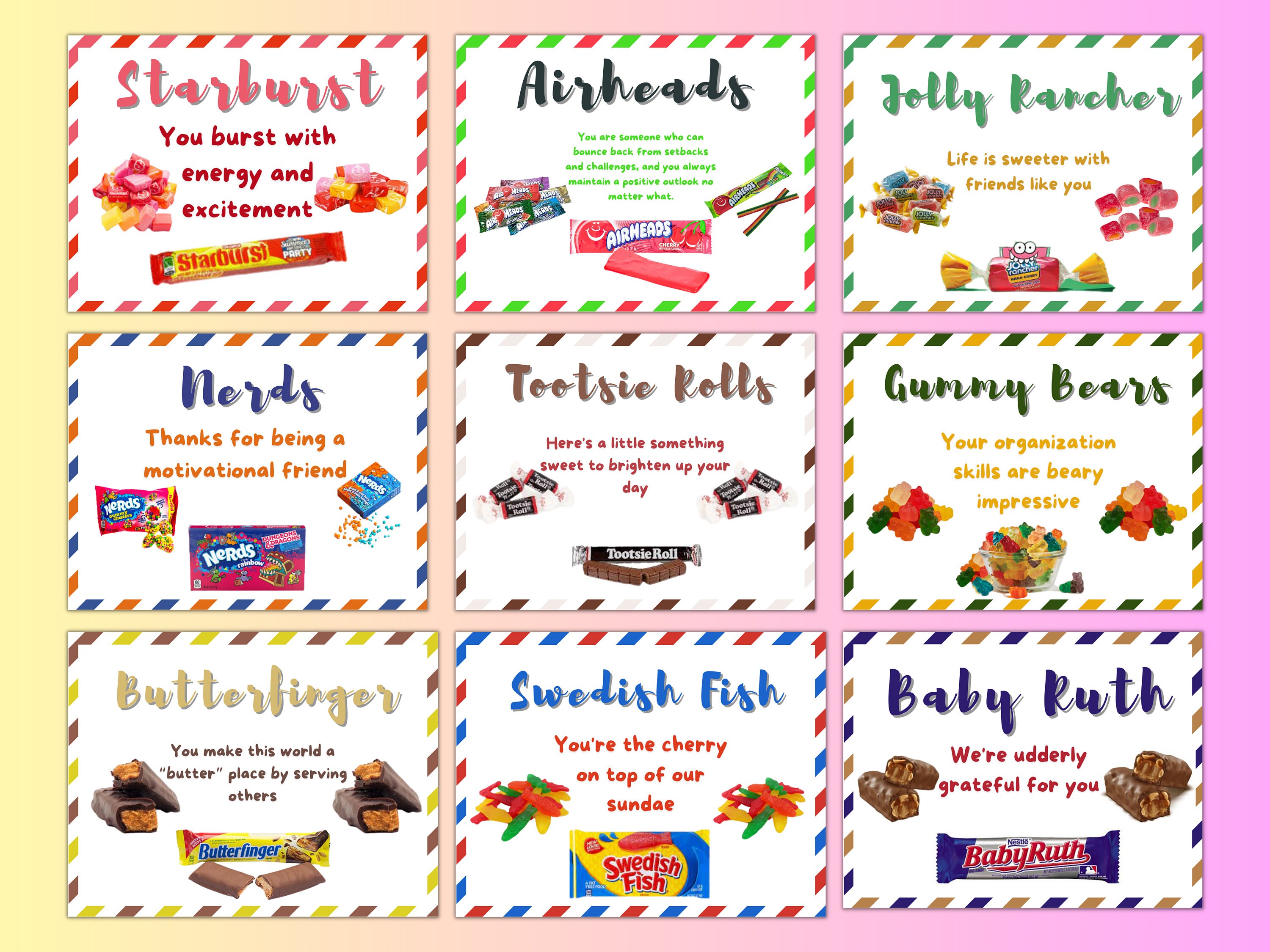 60 Individual Candy Bar Awards Candy Bar Award Certificates Individual ...