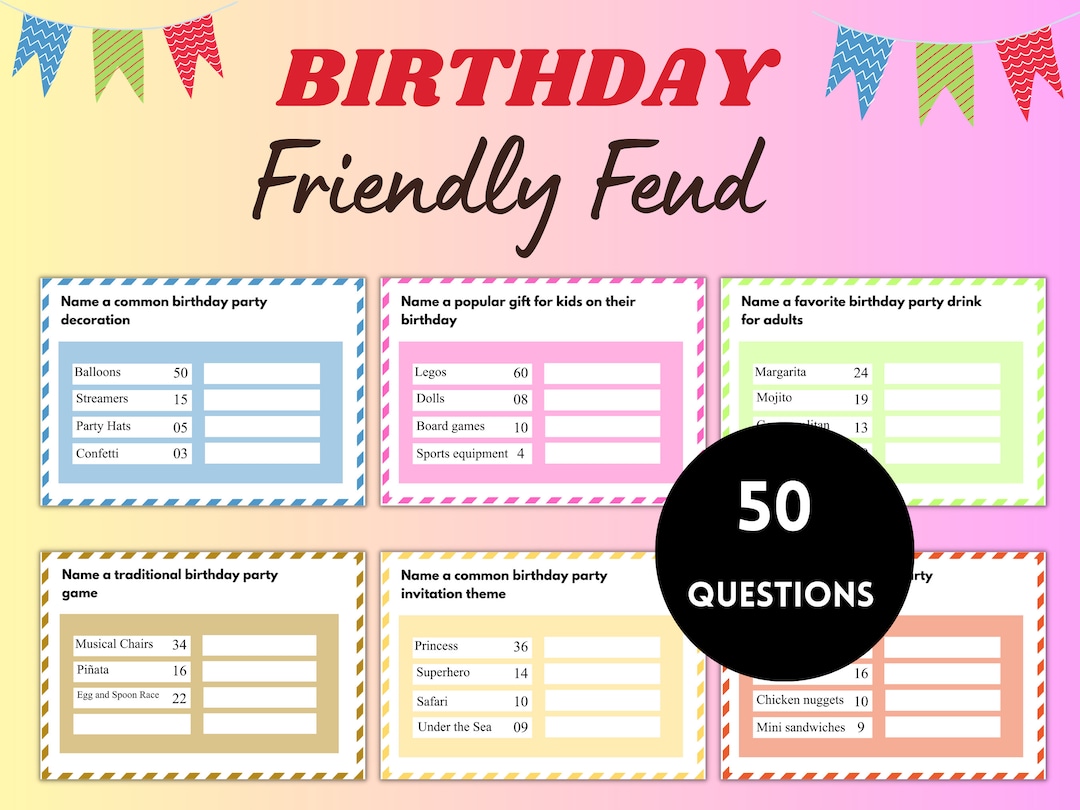 Birthday Friendly Feud Game | Birthday Feud | Birthday Party Game ...