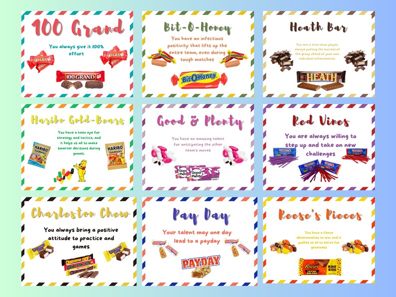 Volleyball Team Candy Bar Award Certificates Volleyball - Etsy
