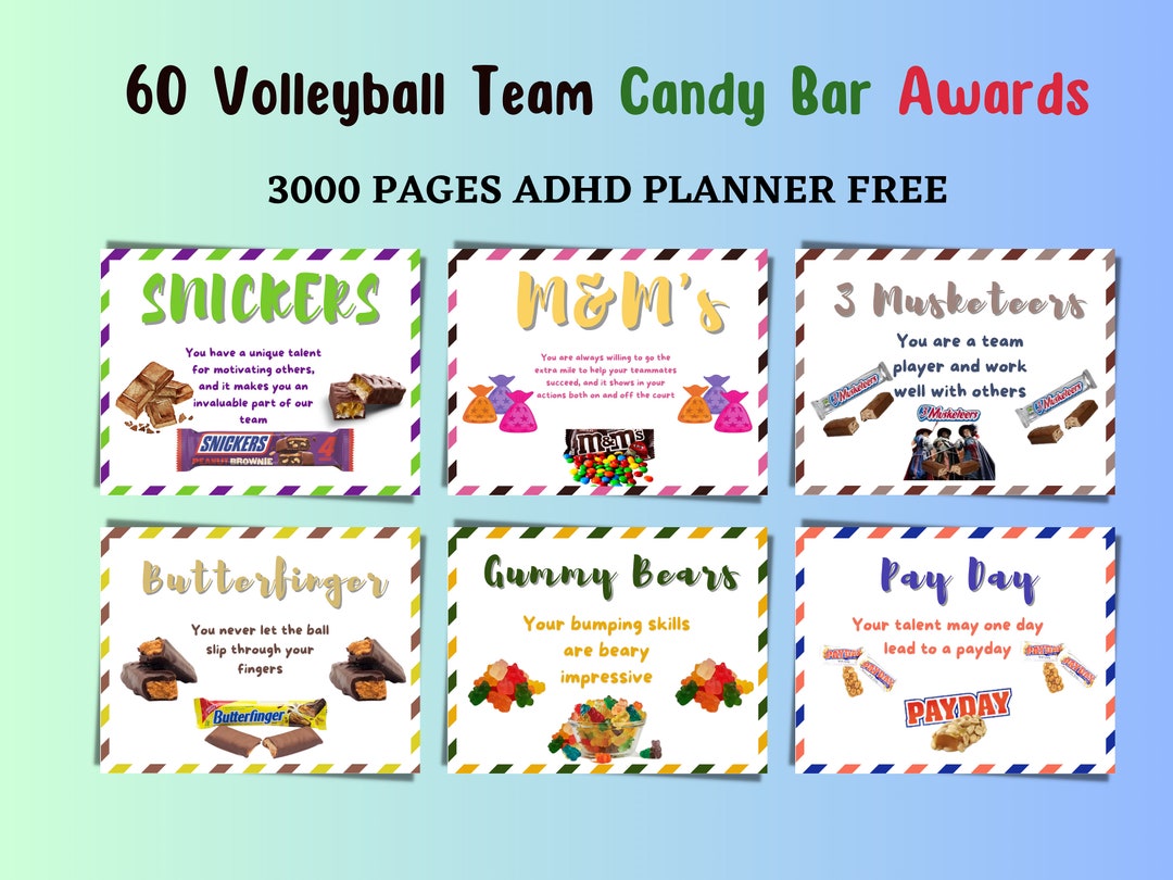 Volleyball Team Candy Bar Award Certificates - Volleyball Candy Bar ...