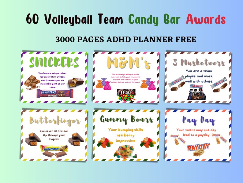 Volleyball Team Candy Bar Award Certificates Volleyball Candy Bar ...
