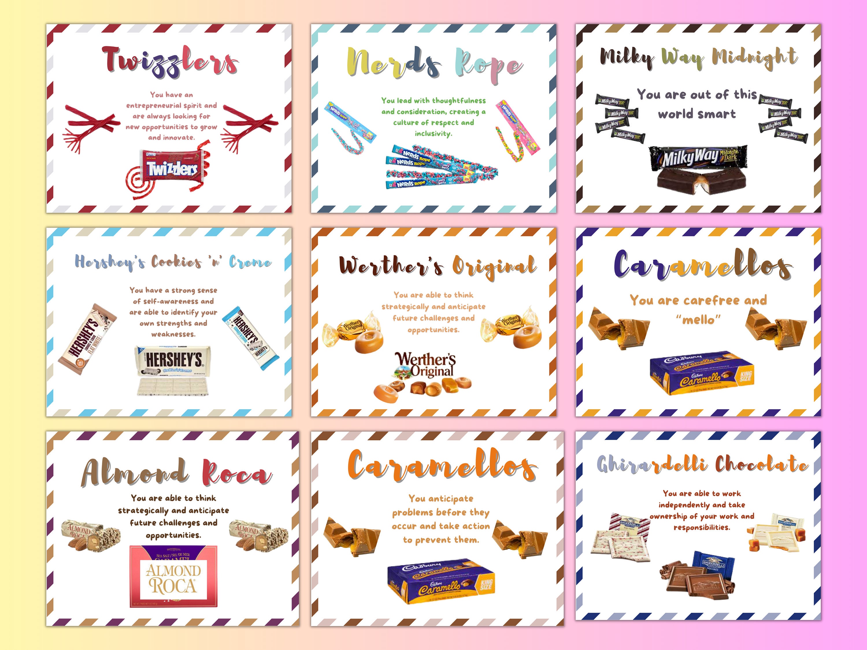 60 Individual Candy Bar Awards Candy Bar Award Certificates Individual ...