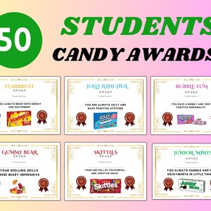Student Candy Bar Awards Class Candy Bar Award Certificates Candy Bar ...