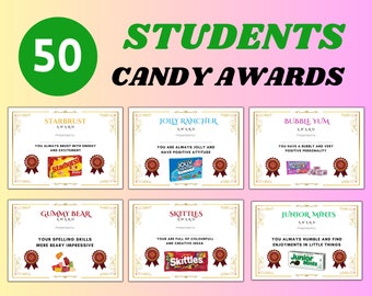 60 Individual Candy Bar Awards Candy Bar Award Certificates Individual ...