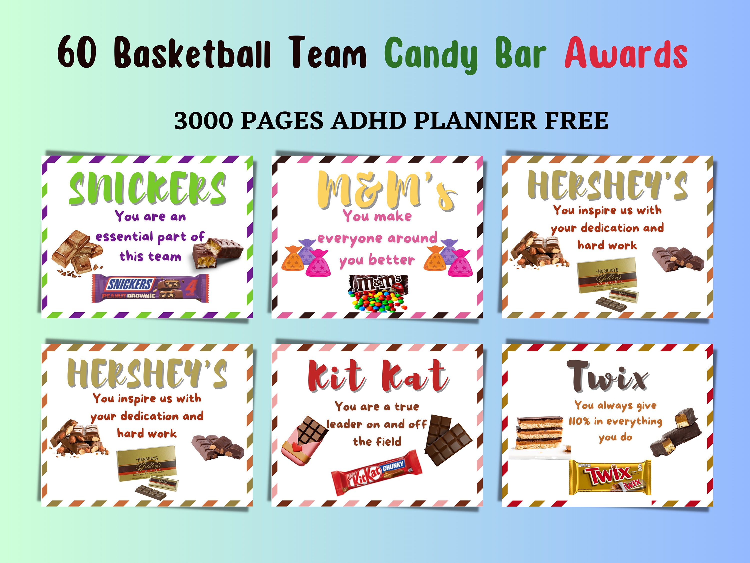 60 Basketball Candy Bar Award Certificates - Basketball Candy Bar ...