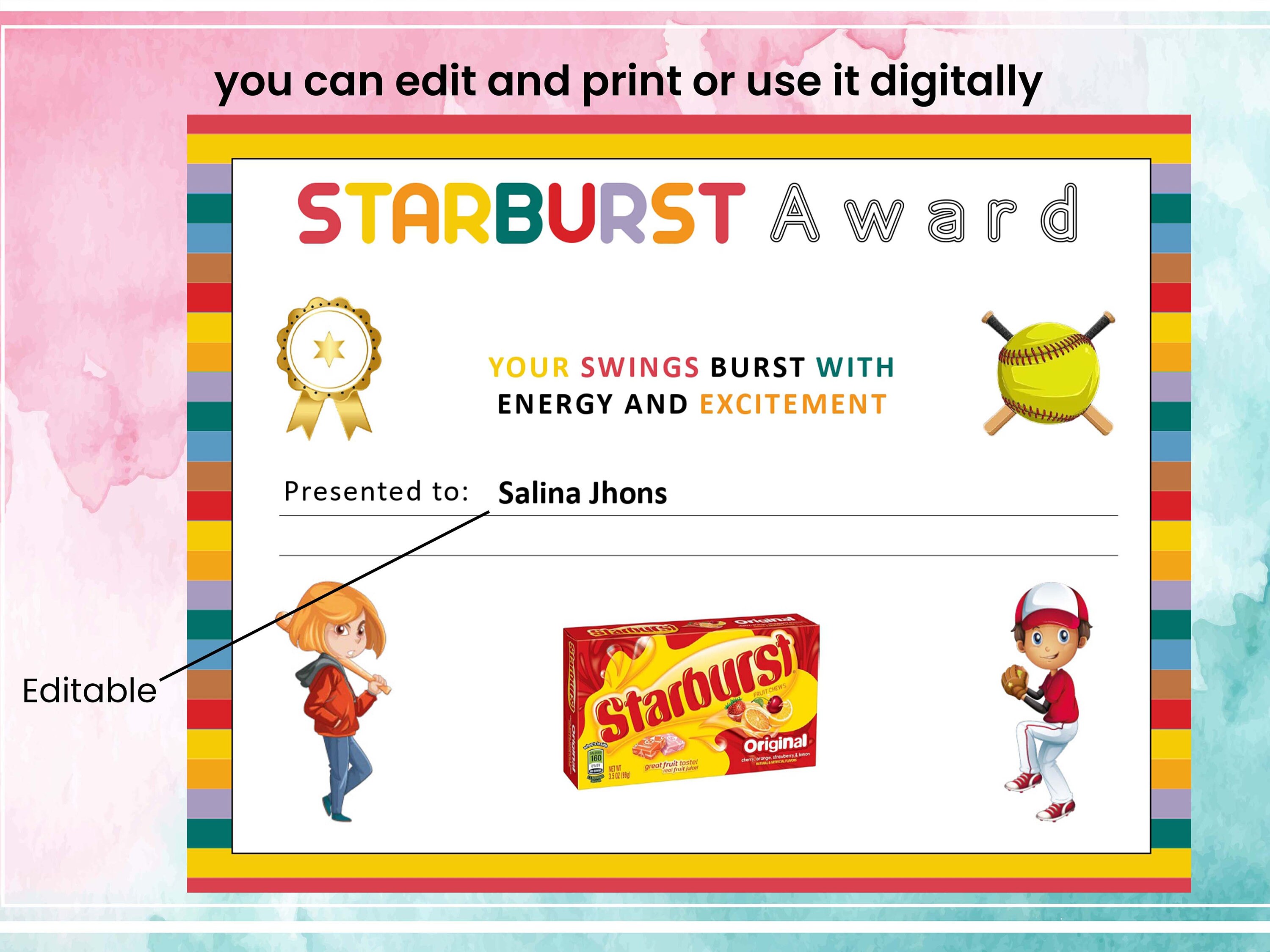 50 Softball Candy Bar Award Certificates Softball Player Candy Bar ...