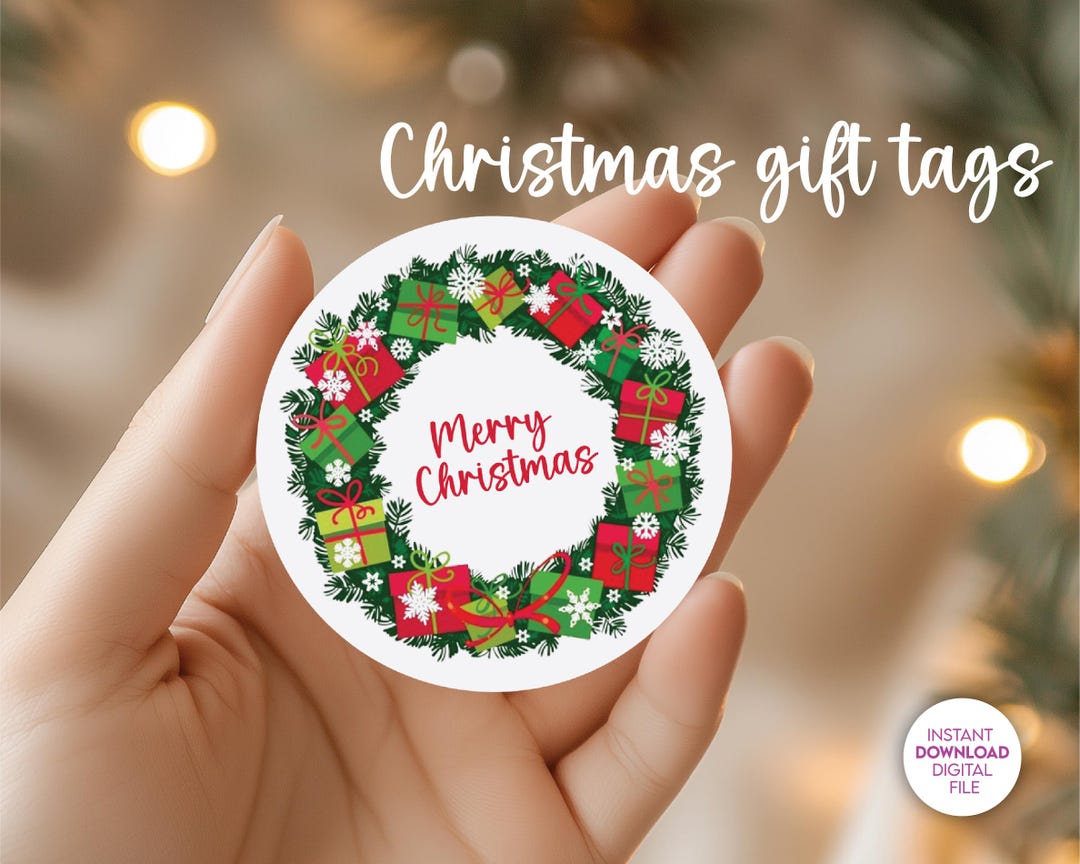 Wreath Christmas Gift Tags | Printable Holiday DIY (digital Download ...