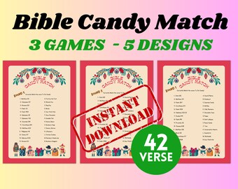 Bible Candy Match Game Fun Bible Matching Game Printable Bible Game for ...