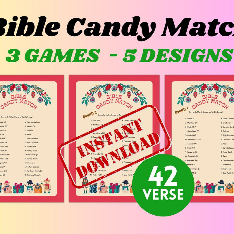 Bible Candy Match Game - Etsy