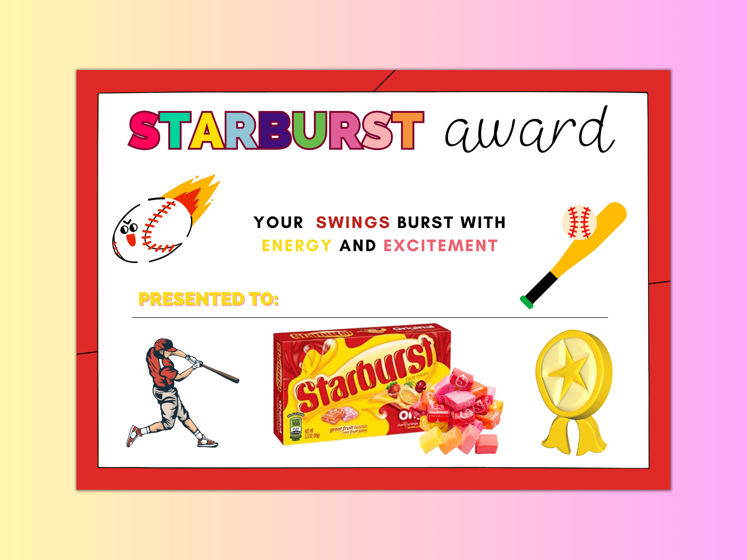 50 Softball Candy Bar Award Certificates Softball Player Candy Bar ...