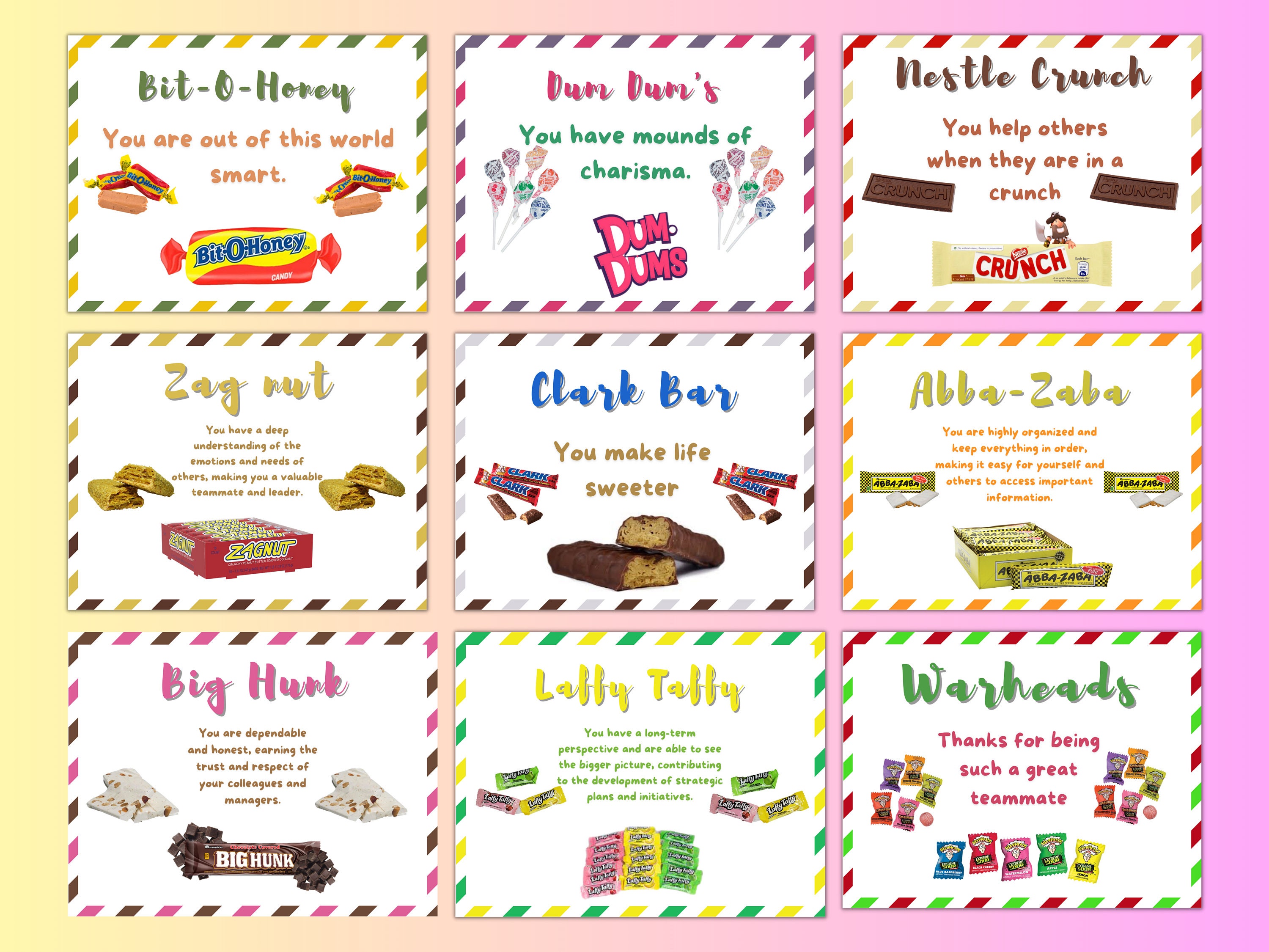 60 Individual Candy Bar Awards Candy Bar Award Certificates Individual ...