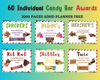 50 Individual Candy Bar Awards Candy Bar Award Certificates Individual ...