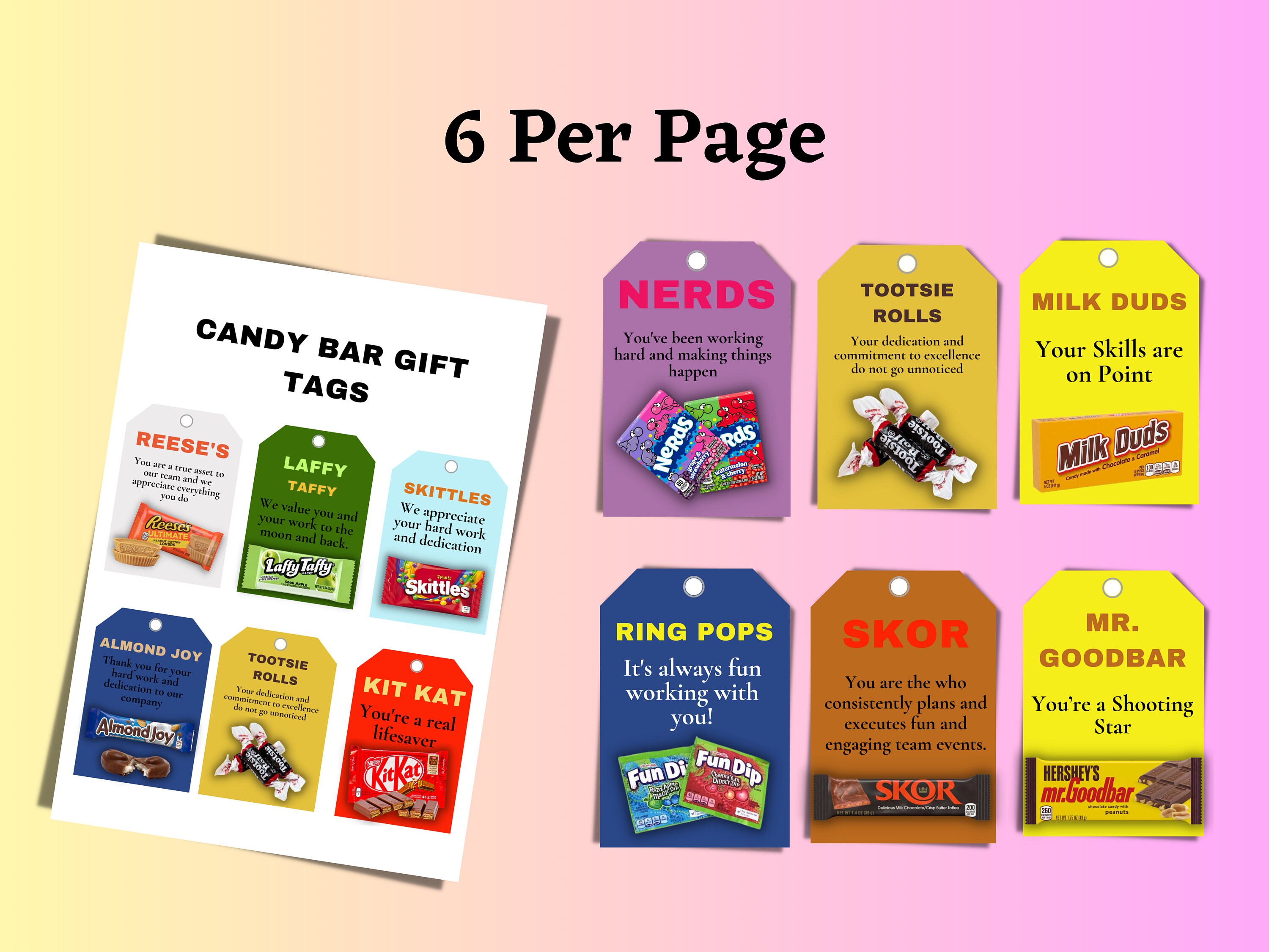 50 Employee Candy Bar Gift Tags, Employee Appreciation Tag Bundle ...