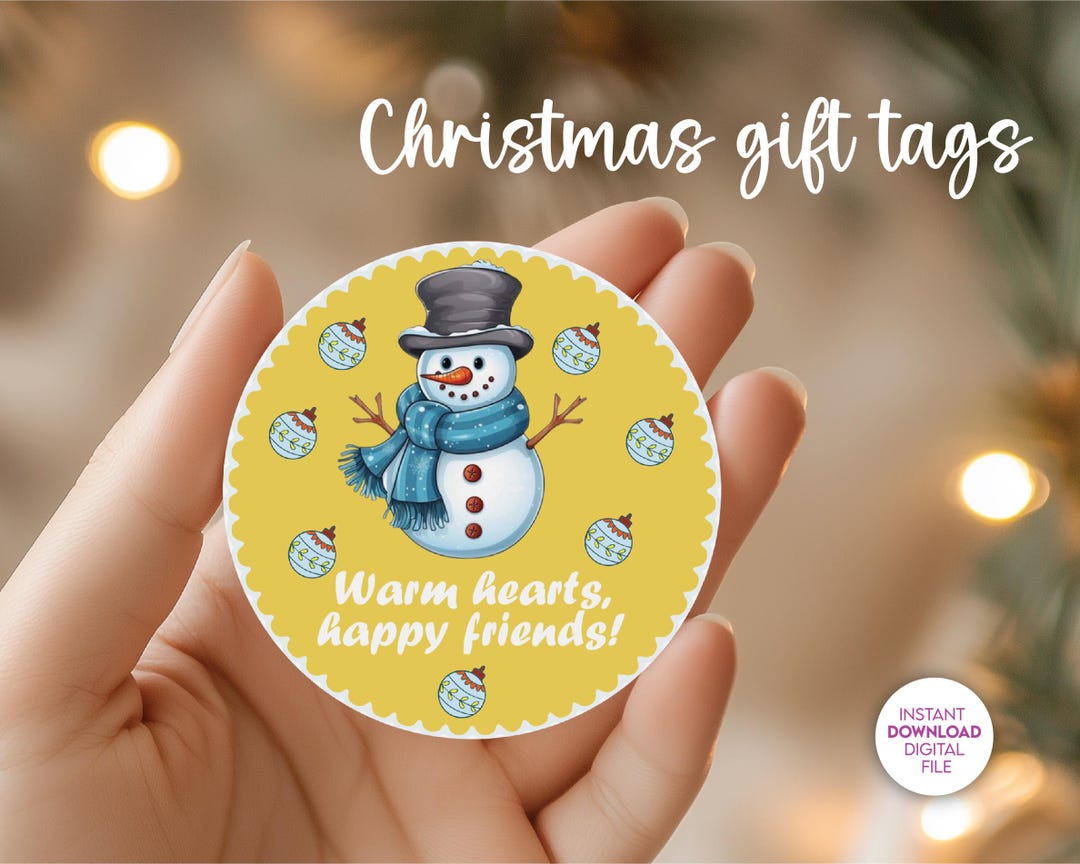 Snowman Christmas Gift Tags | Printable Holiday Party Tags (digital ...