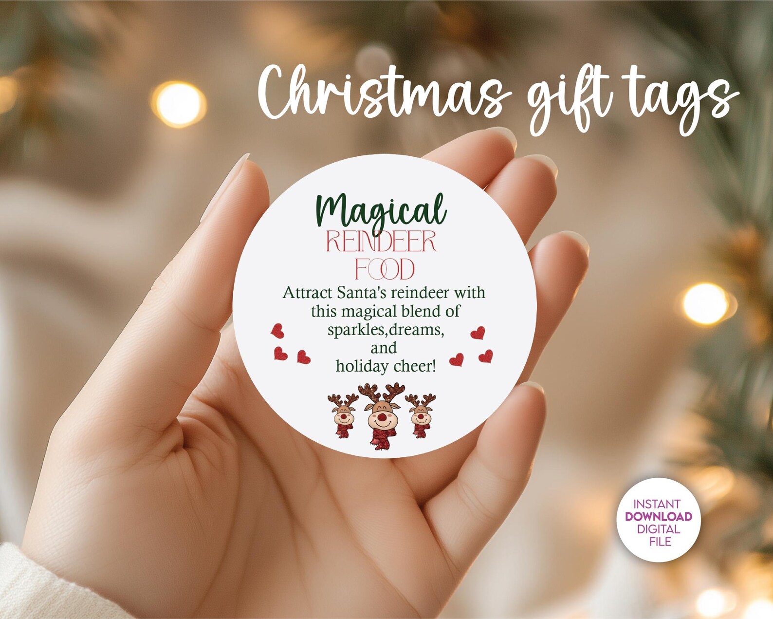 Magical Reindeer Food Tags | Printable Christmas Gift Labels (digital ...