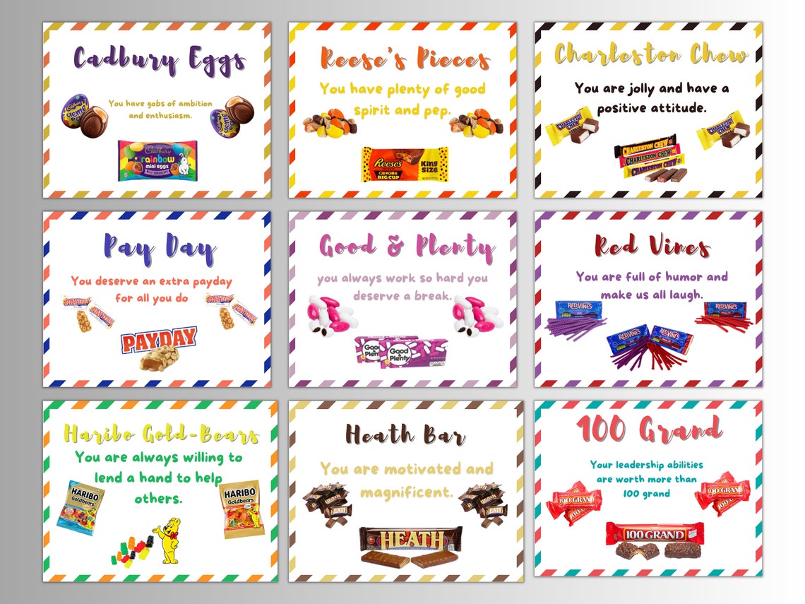 60 Individual Candy Bar Awards Candy Bar Award Certificates Individual ...