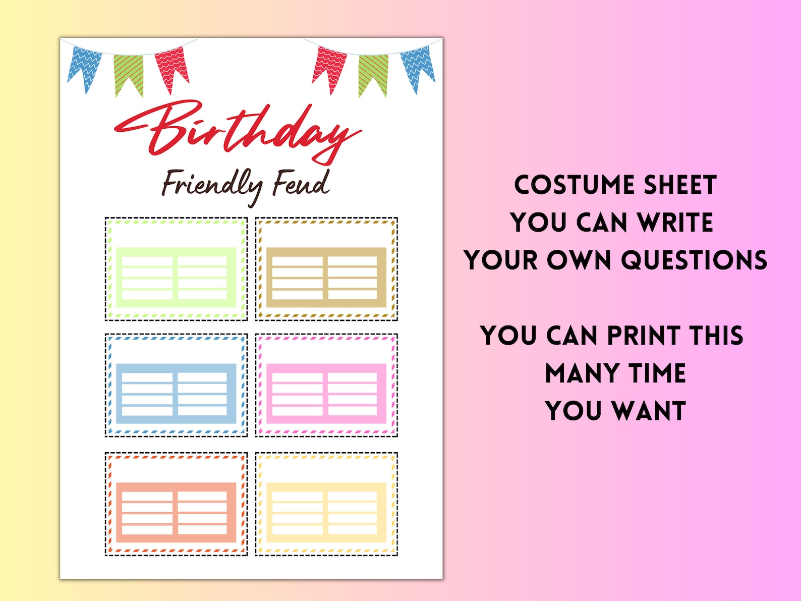 Birthday Friendly Feud Game | Birthday Feud | Birthday Party Game ...