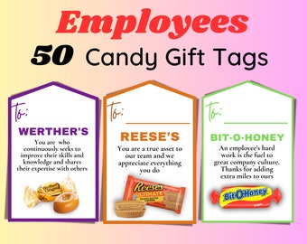 Employee Candy Bar Gift Tags Thank You Notes for Employee Appreciation ...