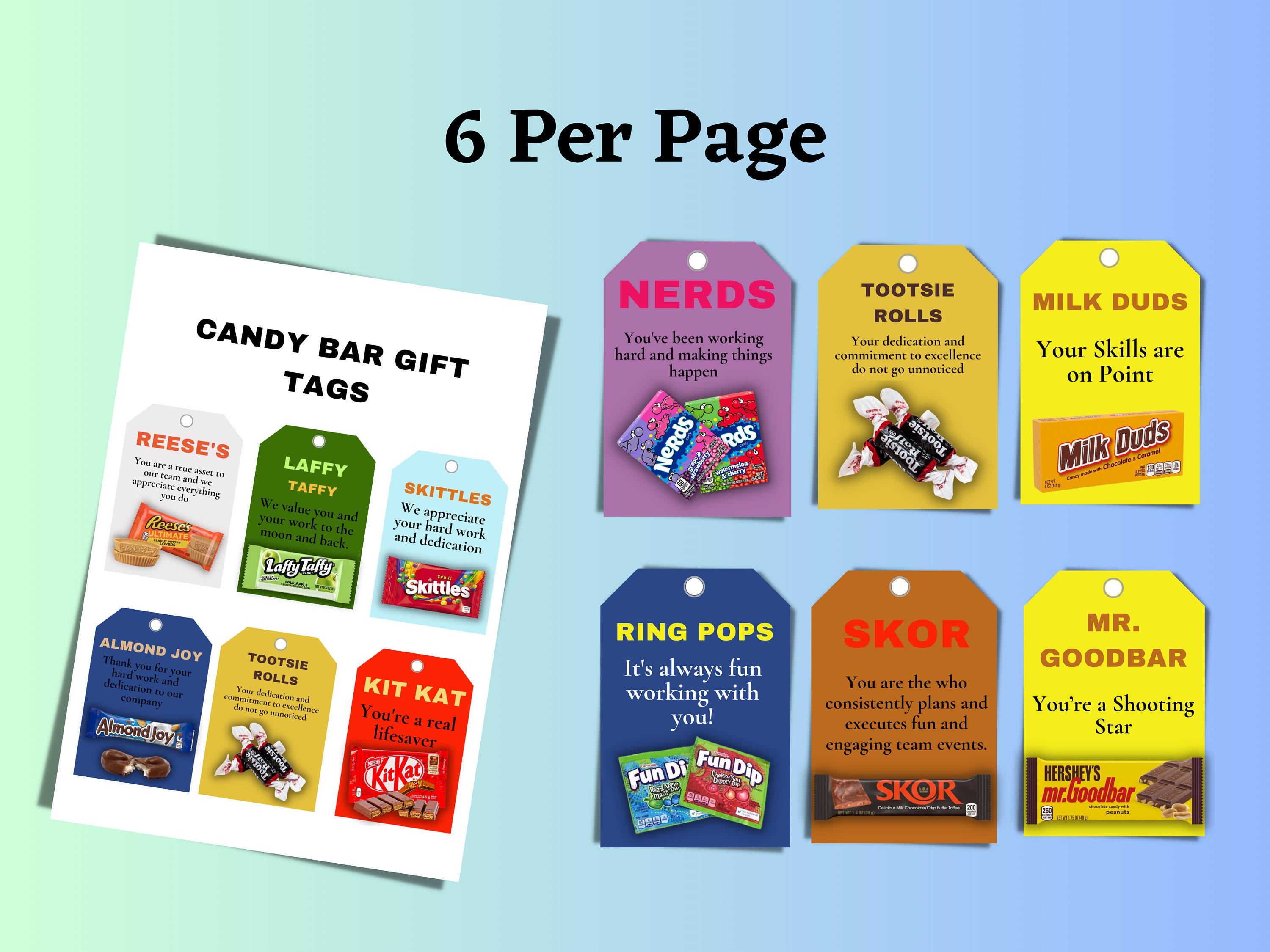 50 Employee Candy Bar Gift Tags, Employee Appreciation Tag Bundle ...