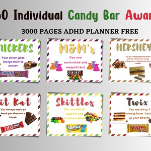60 Individual Candy Bar Awards Candy Bar Award Certificates Individual ...