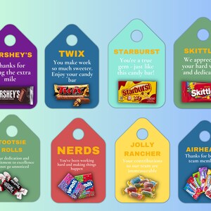 50 EMPLOYEE CANDY Bar Gift Tags/awards, Employee Appreciation Tag ...