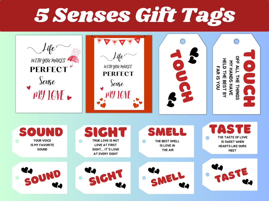 5 Senses Gift Tags, Cards & Ideas - Gift for Boyfriend, Girlfriend ...