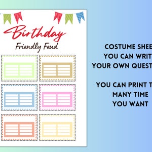 Birthday Friendly Feud Game Birthday Feud Birthday Party Game Birthday ...