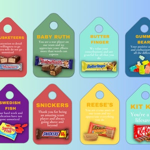 50 EMPLOYEE CANDY Bar Gift Tags/awards, Employee Appreciation Tag ...