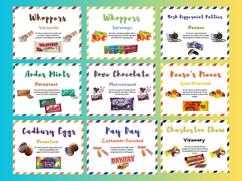60 EMPLOYEE CANDY BAR Awards - Candy Bar Award Certificates - Co-worker ...