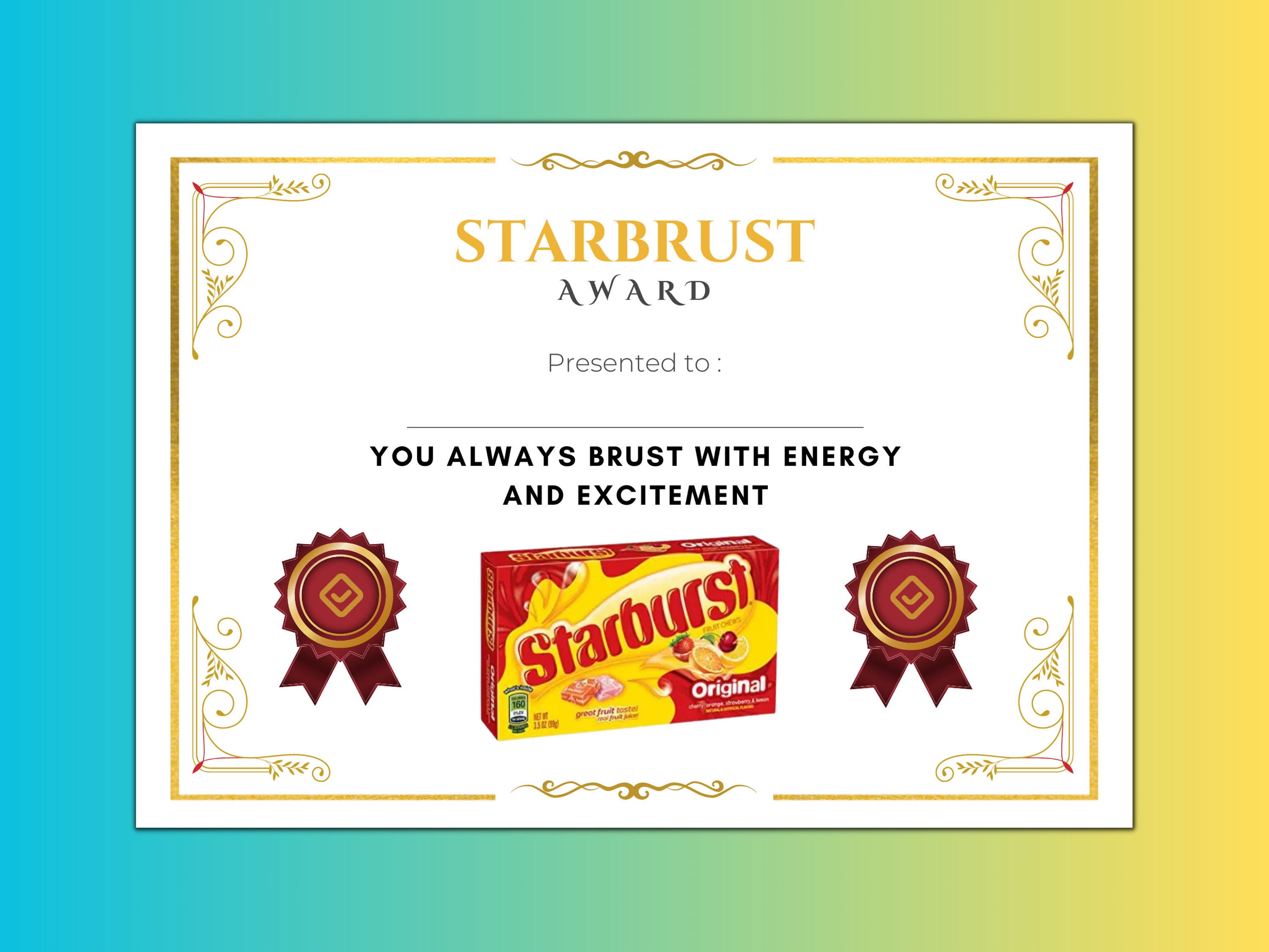 50 Candy Bar Awards Candy Bar Award Certificates Individual Candy Bar ...
