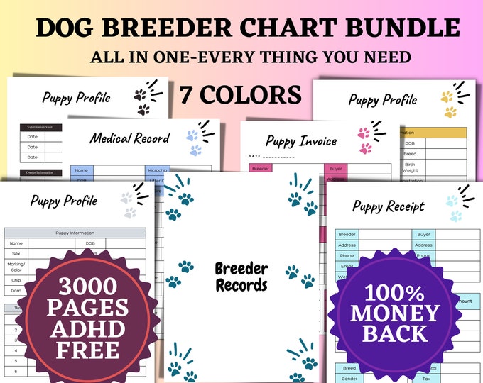 Printable Puppy Whelping Charts: Breeder Record Keeping (canva Editable) - Etsy Canada