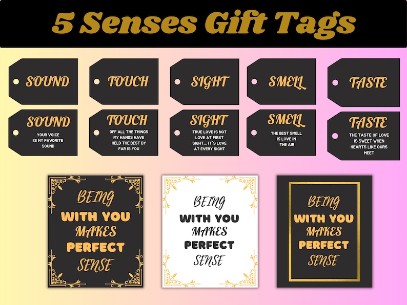 5 Senses Gift Tags, Cards & Ideas - Gift for Boyfriend, Girlfriend ...
