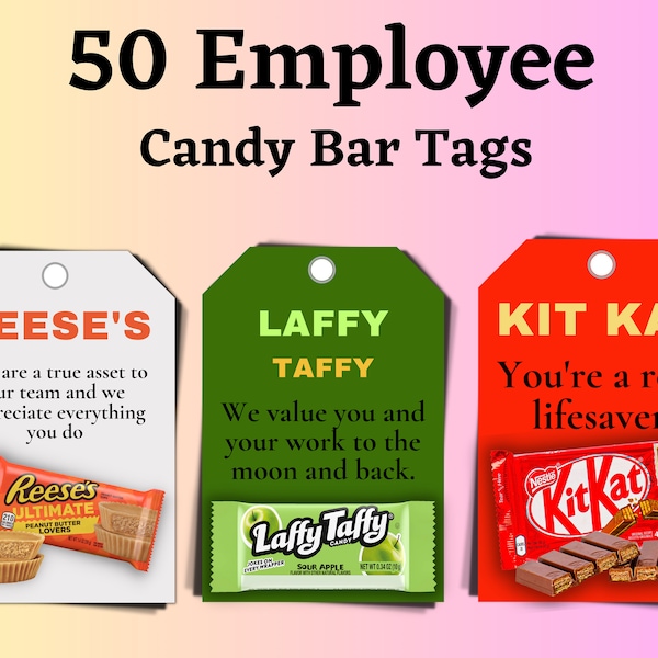 Employee Appreciation Ideas With Candy - Etsy