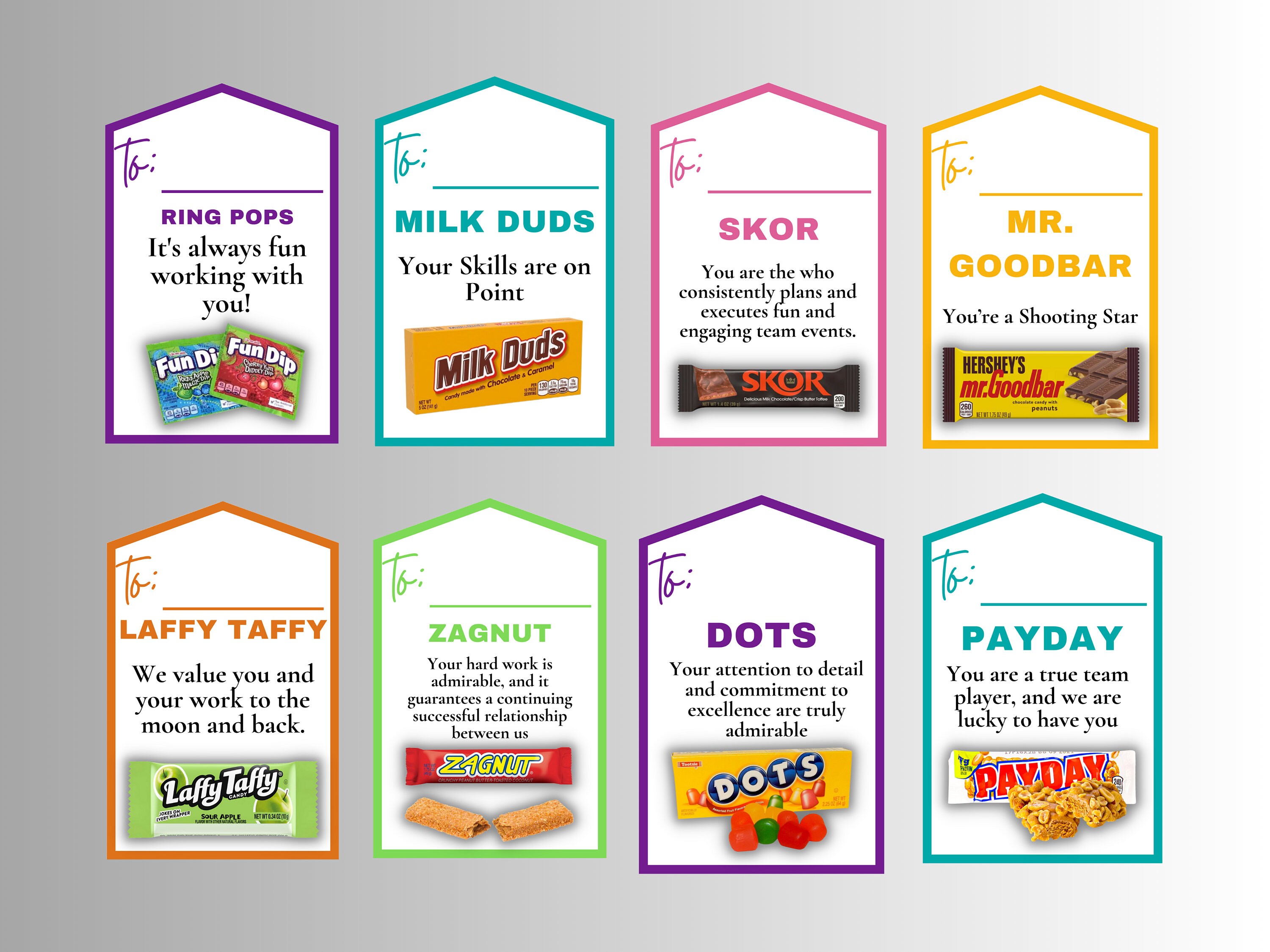 50 EMPLOYEE CANDY Bar Gift Tags/awards Employee Appreciation - Etsy