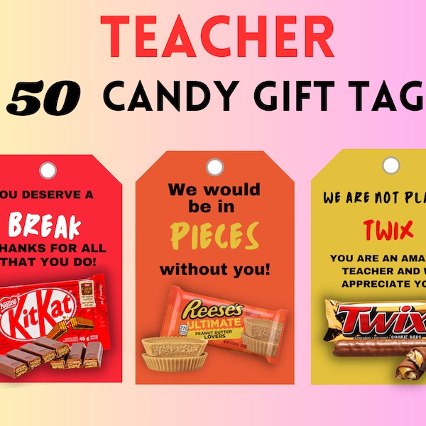Teacher Candy Tags - Etsy