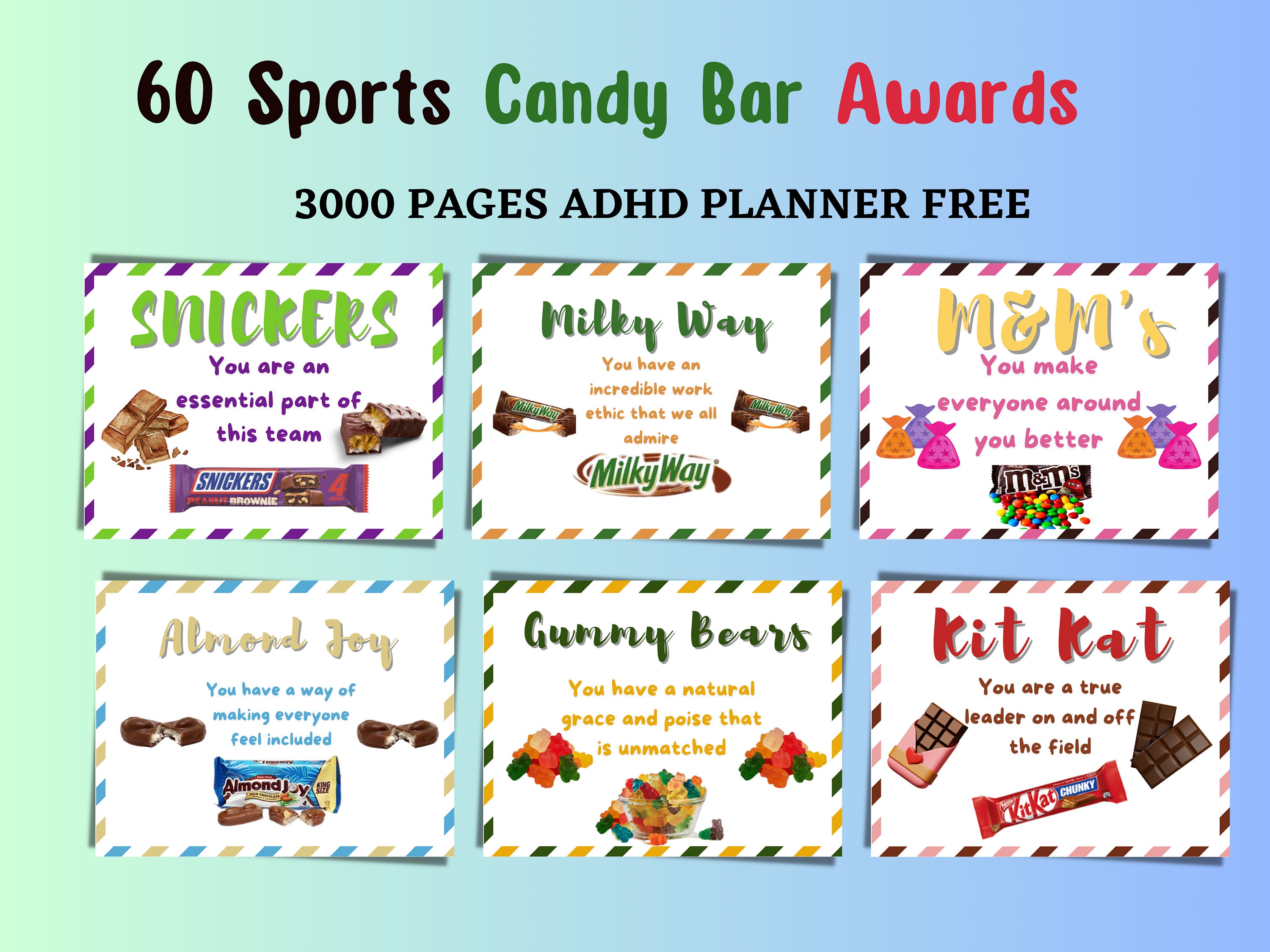 Sports Team Candy Bar Award Certificates - Sports Players Candy Bar ...