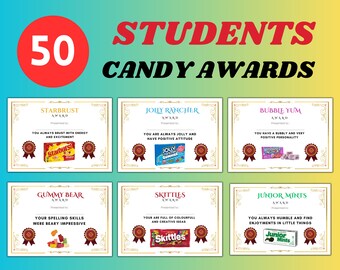 60 Individual Candy Bar Awards Candy Bar Award Certificates Individual ...