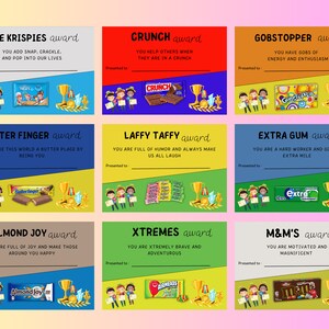 50 Individual Candy Bar Awards - Candy Bar Award Certificates ...