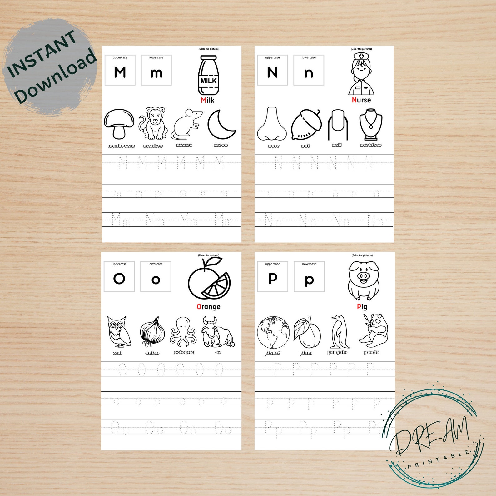 Alphabet Worksheets Upper and Lowercase Alphabet Printable - Etsy
