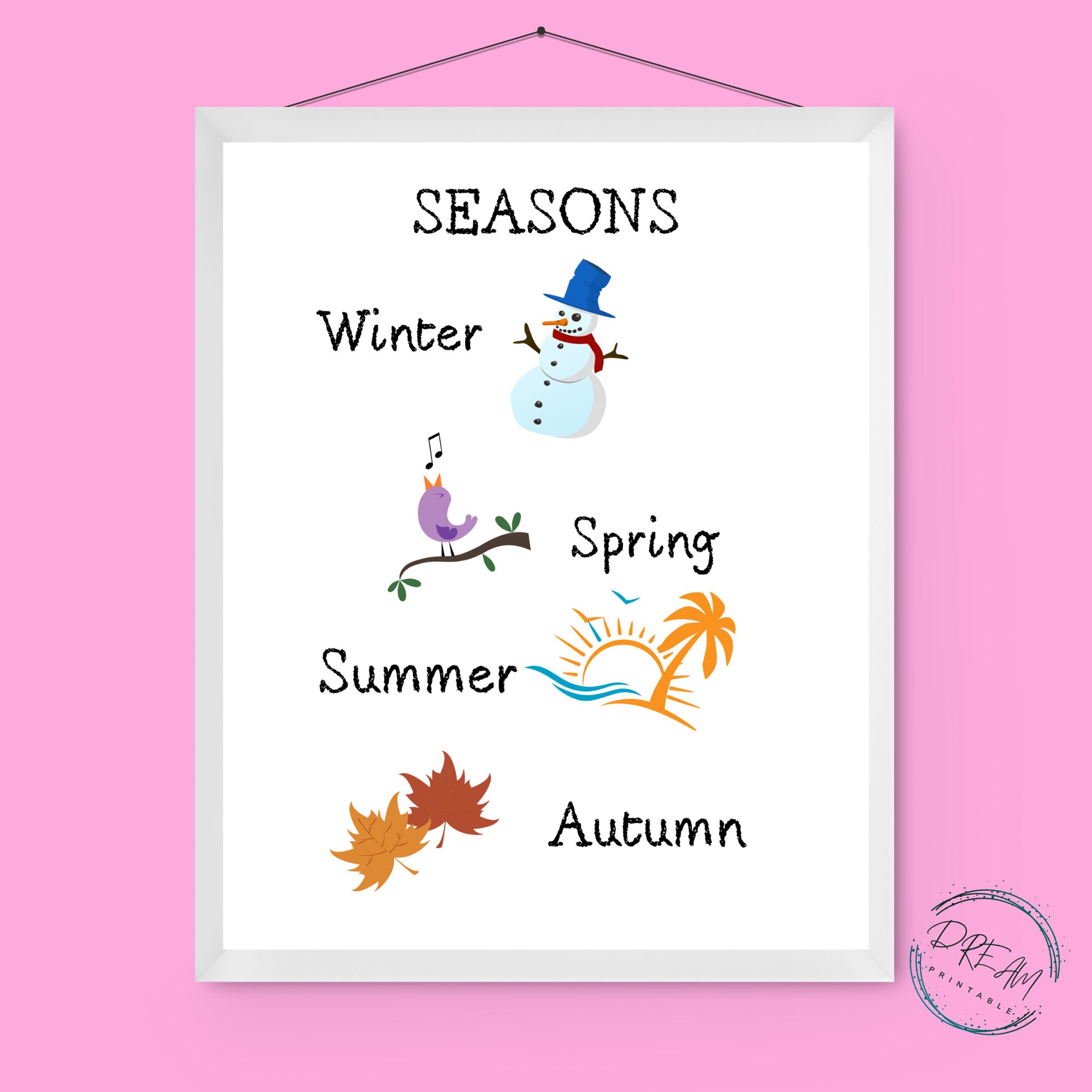 Set of 4 Educational Posters, Days of the Week,months, Seasons, Telling ...
