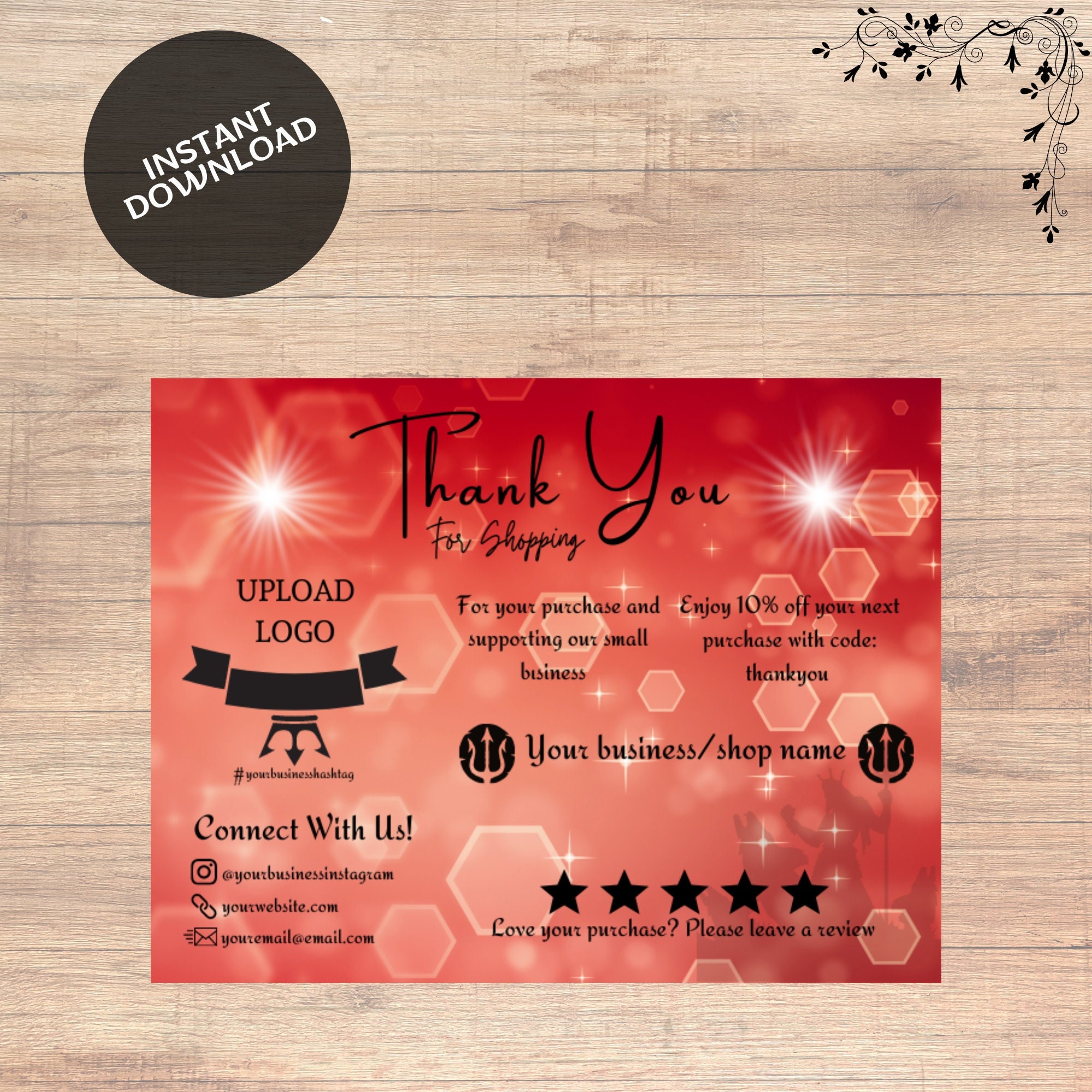 Printable Thank You Card, Thank You Card Template, Busines Cards ...